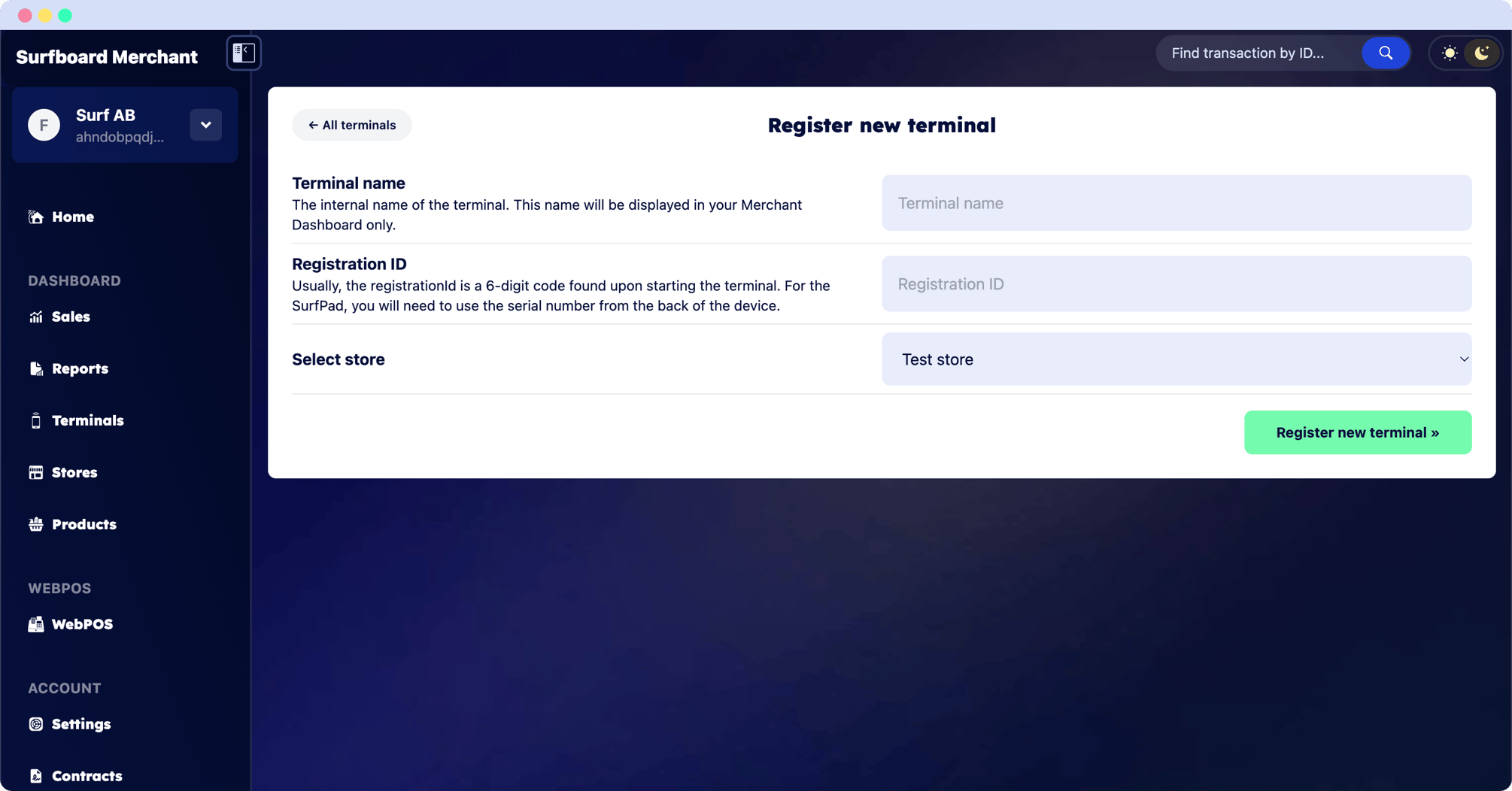 How to register your terminal